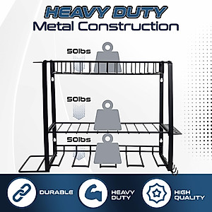 LORO ESSENTIALS Power Tool Organizer for Tool Storage - Garage Storage Tool Organizer Wall Mount - Storage Rack for Cordless Drill Holder - Heavy Duty Shelving with Tool Box Holder and Battery Holder