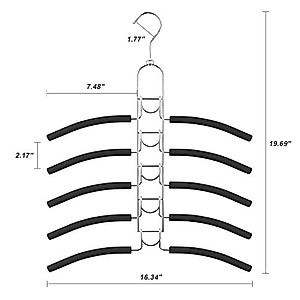 Mastom 4 Pack 5 in 1 Space Saving Hangers, Multilayer Metal Clothes Hanger Space Saver Coat Hangers, Anti-Slip Foam Padded Shirt Suit Hanger for Closet Storage Organizer
