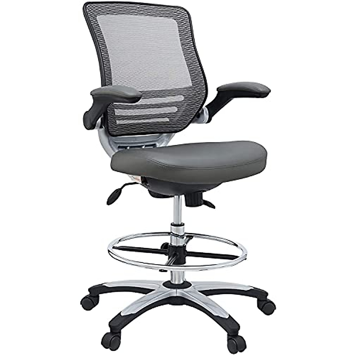 Modway EEI-211 Edge Drafting Chair - Reception Desk Chair - Flip-Up Arm Drafting Chair in Gray