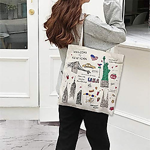 Reusable Large Multipurpose New York Souvenir for Travel Bag, Grocery Tote, Shopping Handbag, Canvas Tote Bag. (JP-330130F)