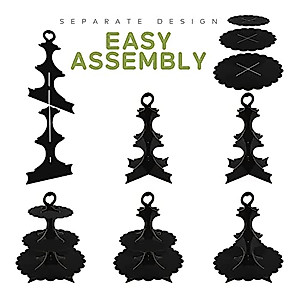 Humlindo 2 Pack 3 Tier Cupcake Stand Tower, Cupcake Tower, Black Cupcake Tier Stand, Cupcake Stand, Cup Cake Stand Cardboard Dessert Cupcake Stand Holder for Parties, Tiered Cupcake Stand (Black)