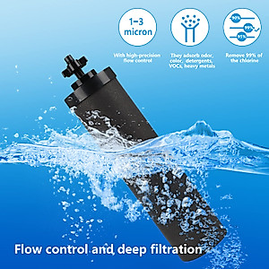 SUPER.BDACC Water Filter Replacement, Gravity Controlled Flow, Carbon Block Replacement for Berkey Black System, Compatible with Stainless Steel Countertop Purification, Pack of 4