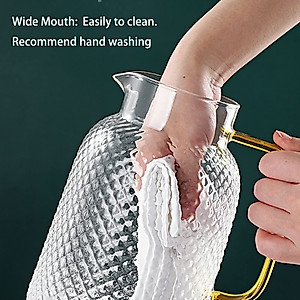 BPFY 1 Pack 60oz Glass Pitcher, Glass Pitcher with Lid and Spout, Glass Water Pitcher, Iced Tea Pitcher for Fridge, Glass Carafe for Cold or Hot Beverages,Glass Jug for Water, Sun Tea, Milk