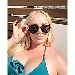 DIFF Lenox Black + Grey, Designer Oversized Aviator Sunglasses for Women UV400 Protection