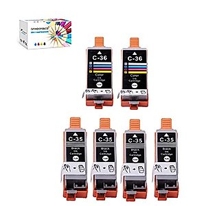 Compatible PGI-35 CLI-36 Ink Cartridge Replacement for Canon 35 36 Ink Work with Canon Pixma iP110 iP100 TR150 Printers (4BK, 2X Color)