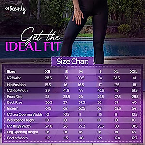 SEEMLY Thick High Waist Yoga Pants with Pockets, Tummy Control Workout Running Yoga Leggings for Women Black