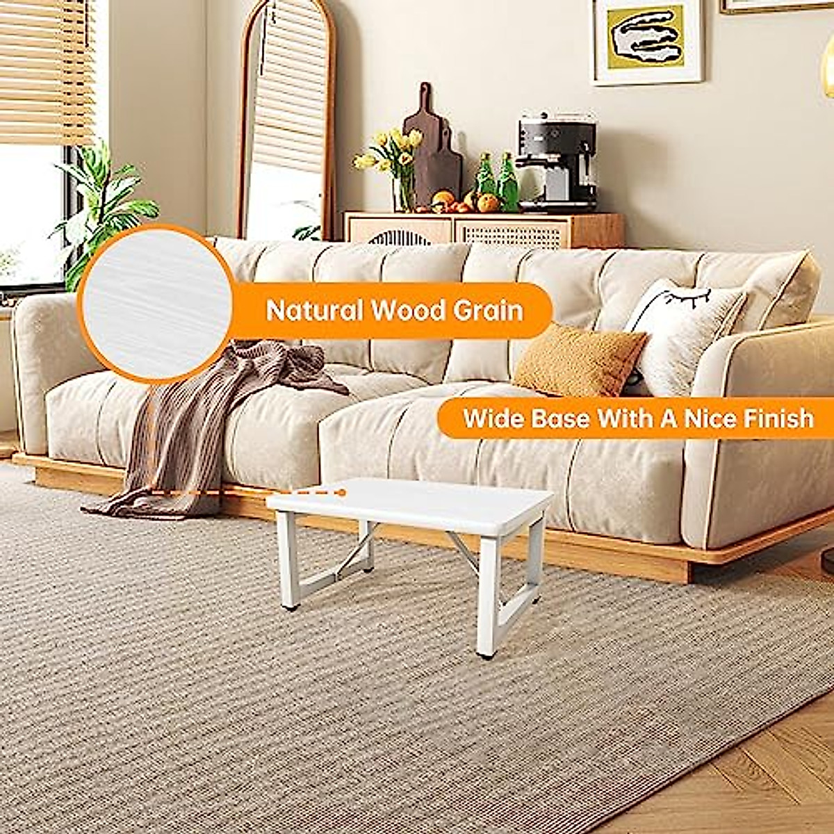 SZLHANJZ Step Stool, Wooden & Metal Foot Stool, Small Step Stool for Adults Kids, One Step Stool for Bedside and Closet, Heavy Duty 500-LBS Load Step for Living Room, Bedroom, White