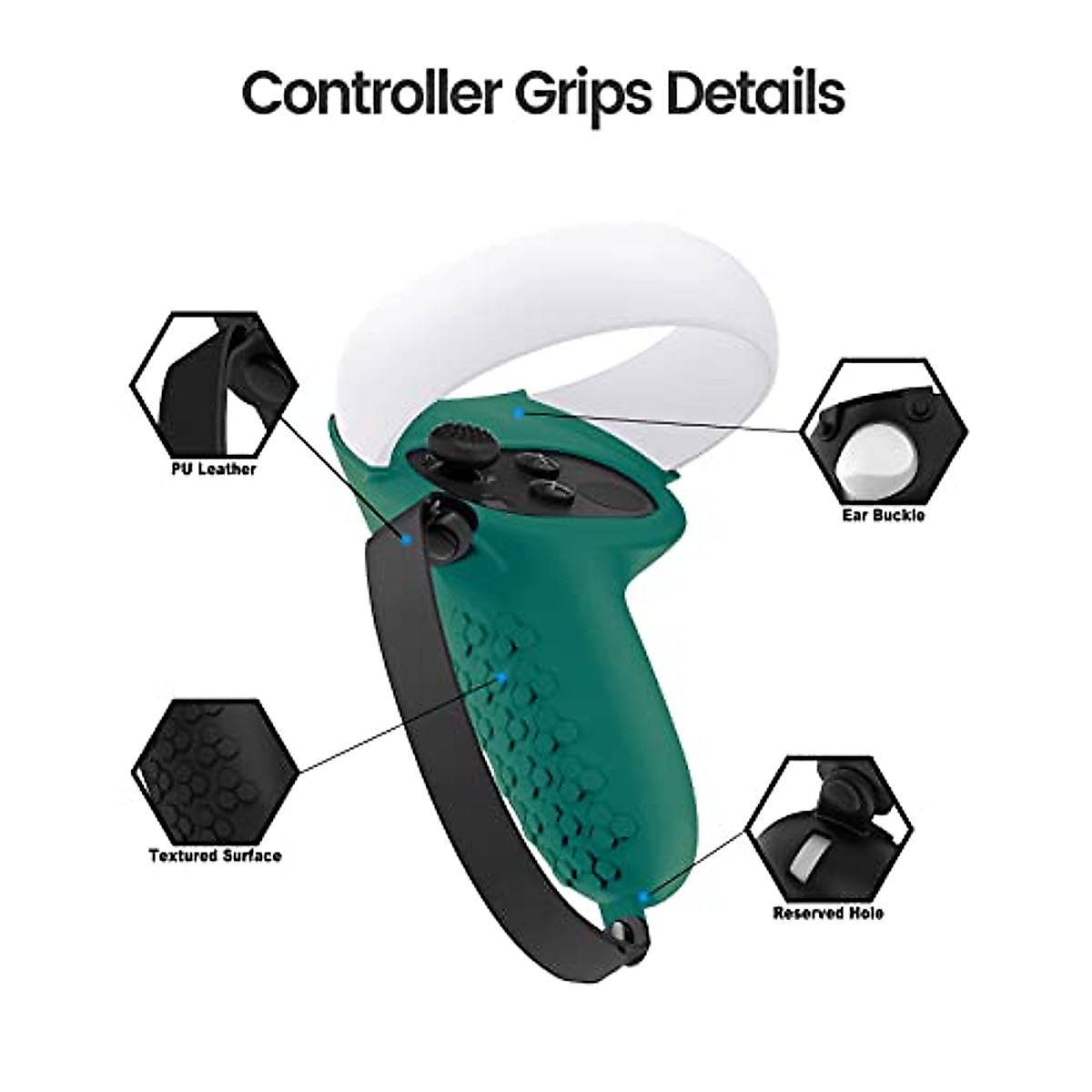 Protective Cover for Oculus/Meta Quest 2 Accessories, Silicone Controllers Grip Cover Protector, Soft Shell Skin with Face Cover and Lens Cover by Gwyoneaon (Green)