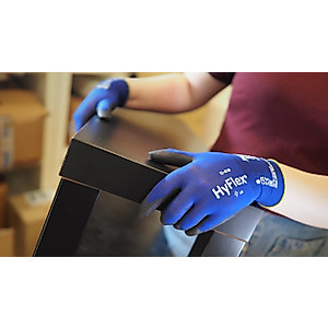 Ansell HyFlex 11-618 Nylon Light Duty Multi-Purpose Glove with Knitwrist, Abrasion/Cut Resistant, Size 7, Blue (Pack of 12 Pair)