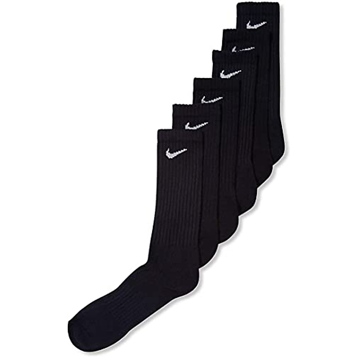 Nike Everyday Plus Cotton Cushioned Crew Socks (6 Pair) (Black, Large)