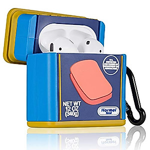 Mulafnxal for Airpods 1&2 Case, Cute 3D Funny Cartoon Food Soft Silicone Protective Airpod Cover, Stylish Fun Cool Design Shockproof Skin, Fashion Cases for Girls Kids Teens Air pods (Lunch Meat)