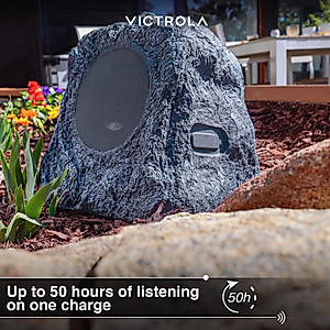 it.innovative technology Outdoor Rock Speaker Pair - Wireless Bluetooth , for Garden, Patio, Waterproof, Built for all Seasons & Solar Powered with Rechargeable Battery, Music Streaming - Charcoal