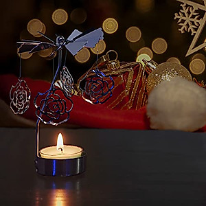 Tea Lights Candles Holders - Scented Tea Lights Candles Silver DIY Spinning Tealight Candle Holder &amp;12pcs Scented Tealight Candles Decorative Christmas Wedding Candles Sets for Home Decor