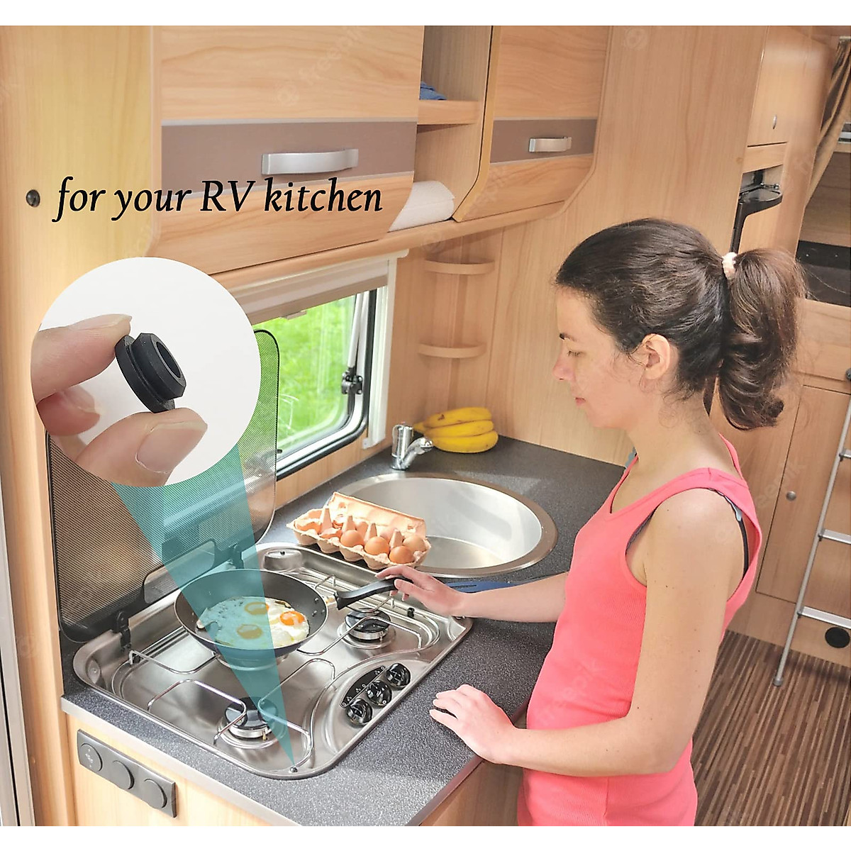 RV Stove Grommets Kit for Magic Chef Stove Grates, RV Stove Rubber Grommets Protect Your Suburban Stove Top From Scratches (8 Pack)