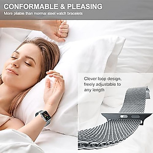 Pippia Milanese Loop with Magnetic Clasp Compatible with Apple Watch Band 38mm 40mm 41mm 42mm 44mm 45mm 49mm, Stainless Steel Mesh Metal Strap for iWatch Series 9 Ultra SE 8 7 6 5 4 3 2 1, Women Men