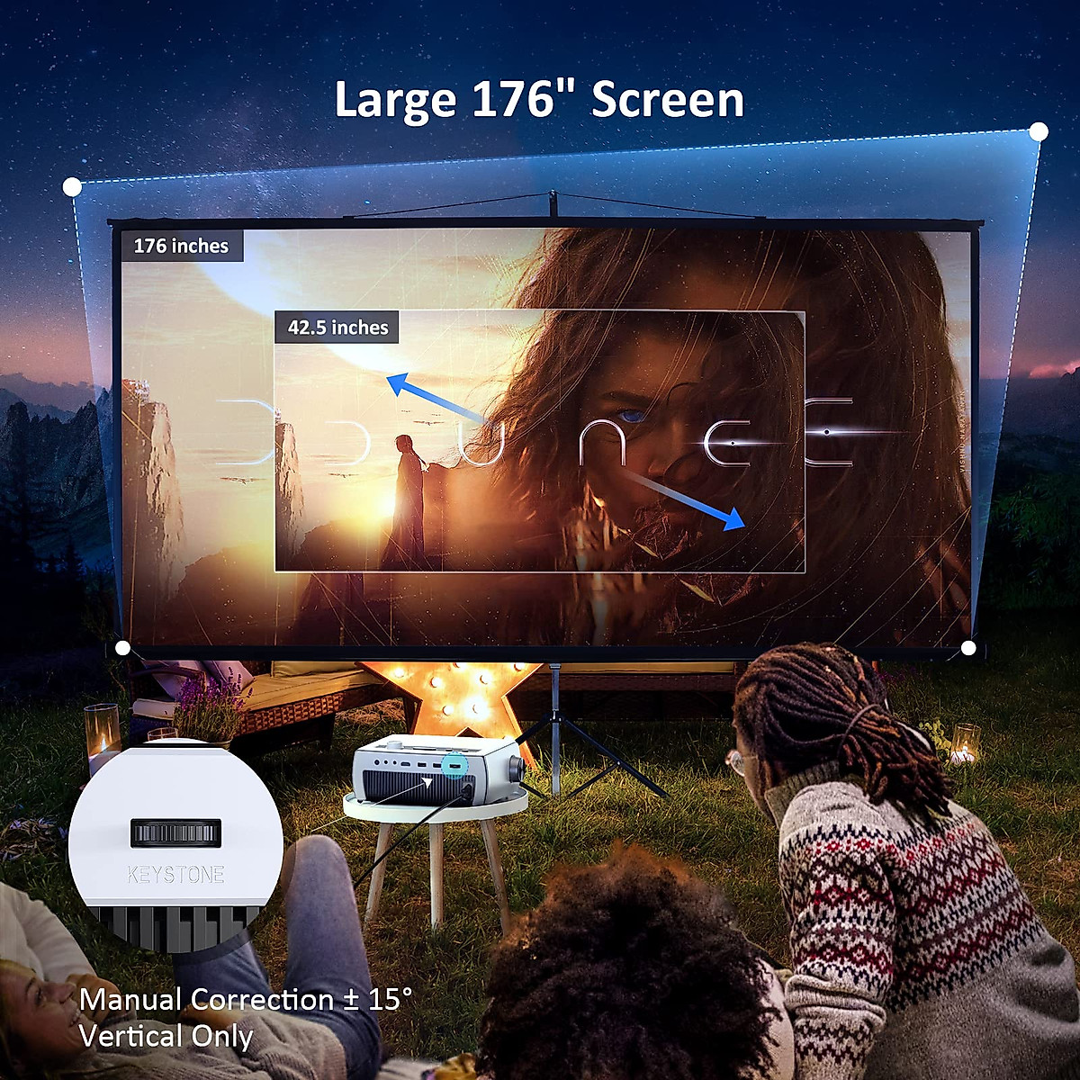 NexiGo [2 Pack] Native 1080P Projector, 5G Wi-Fi, 5G Wi-Fi, Outdoor Movie Projector, Bluetooth 5.1, Dolby_Sound Support, Compatible w/TV Stick, iPhone, Android, Laptop, Console