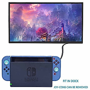 Dockable Case for Nintendo Switch - COMCOOL 3 in 1 Protective Cover Case for Nintendo Switch and Joy-Con Controller with Screen Protector and Thumb Grips - Pacific Blue
