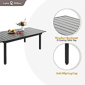 Sophia & William Patio Dining Set 7 Pieces Outdoor Metal Furniture Set, 6 x Patio Dining Swivel Chairs with 1 Expandable 6-8 Person Table for Lawn Garden