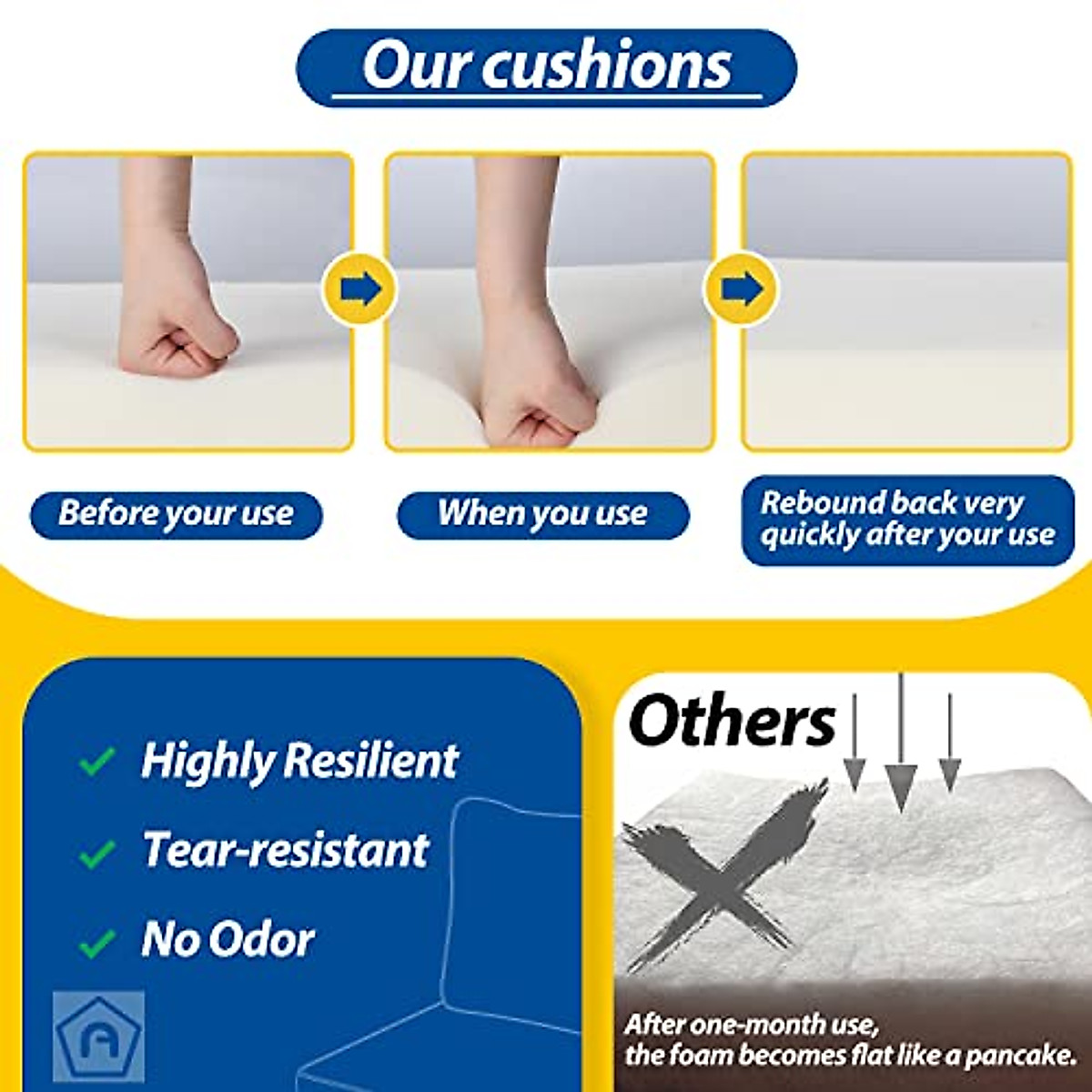 AAAAAcessories Outdoor Deep Seat Cushions for Patio Furniture, Water-Resistant Replacement Patio Chair Cushions Set of 4, 24 x 24 x 5 inch, Dark Moss Green