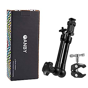 WANBY 11 Inch Articulating Friction Magic Arm & Large Adjustable Super Clamp Pliers Clip with 1/4" and 3/8" Thread for DSLR Camera Rig, LCD Monitor, LED Flash Lights (Arm & Clamp)