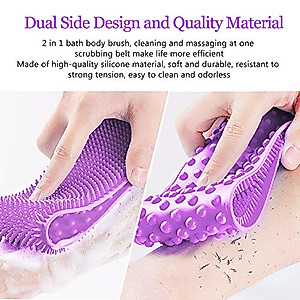 Inmorven Back Scrubber for Shower,30inches and 35½ inches Two Size for Choosing Bath Body Brush Silicone Back Brush Extra Long Exfoliating Body Scrubber With Handle for Men and Women.(Purple)