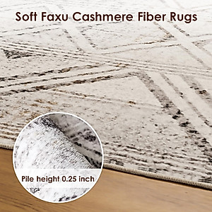 OMERAI Washable Rugs 5x7 Boho Washable Rug Anti-Slip Backing Soft Woven Washable Rug for Living Room, Bedroom, Home Decor, Beige Washable Area Rug (5'x7', Khaki)