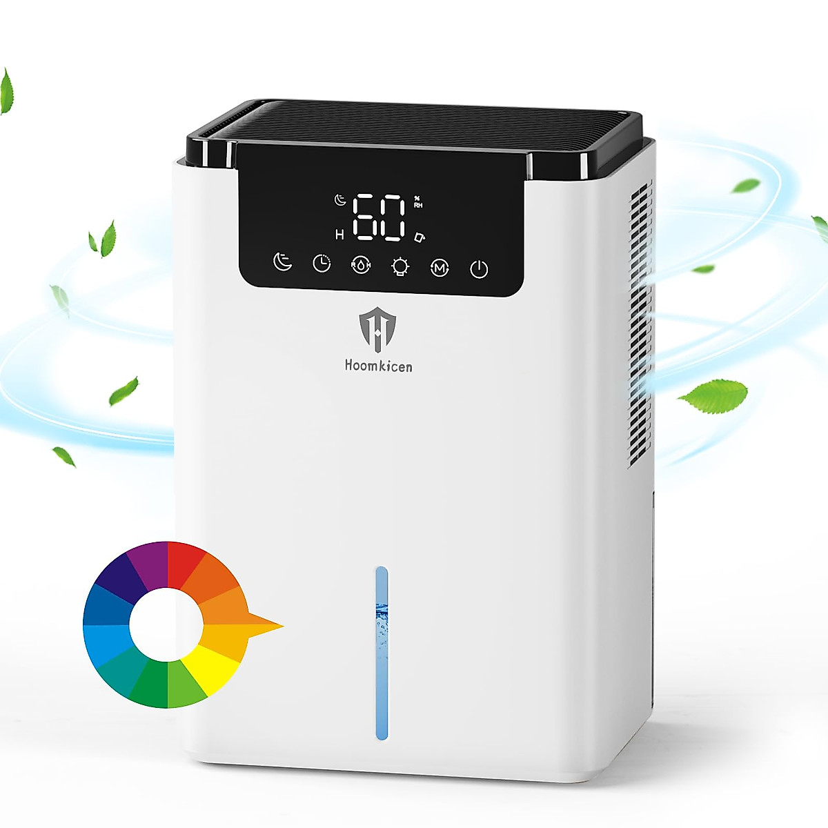 Hoomkicen Dehumidifier for Bedroom, 68 OZ Dehumidifiers for Home Basement with Auto Defrost Timer Colorful Light, Small Dehumidifier for Bathroom RV Closet Room (500 sq. ft) D1