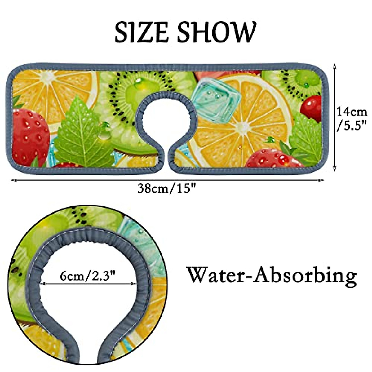 Kitchen Faucet Absorbent Mat 2 Pieces Summer Fruit Faucet Sink Splash Guard Bathroom Counter and RV,Faucet Counter Sink Water Stains Preventer