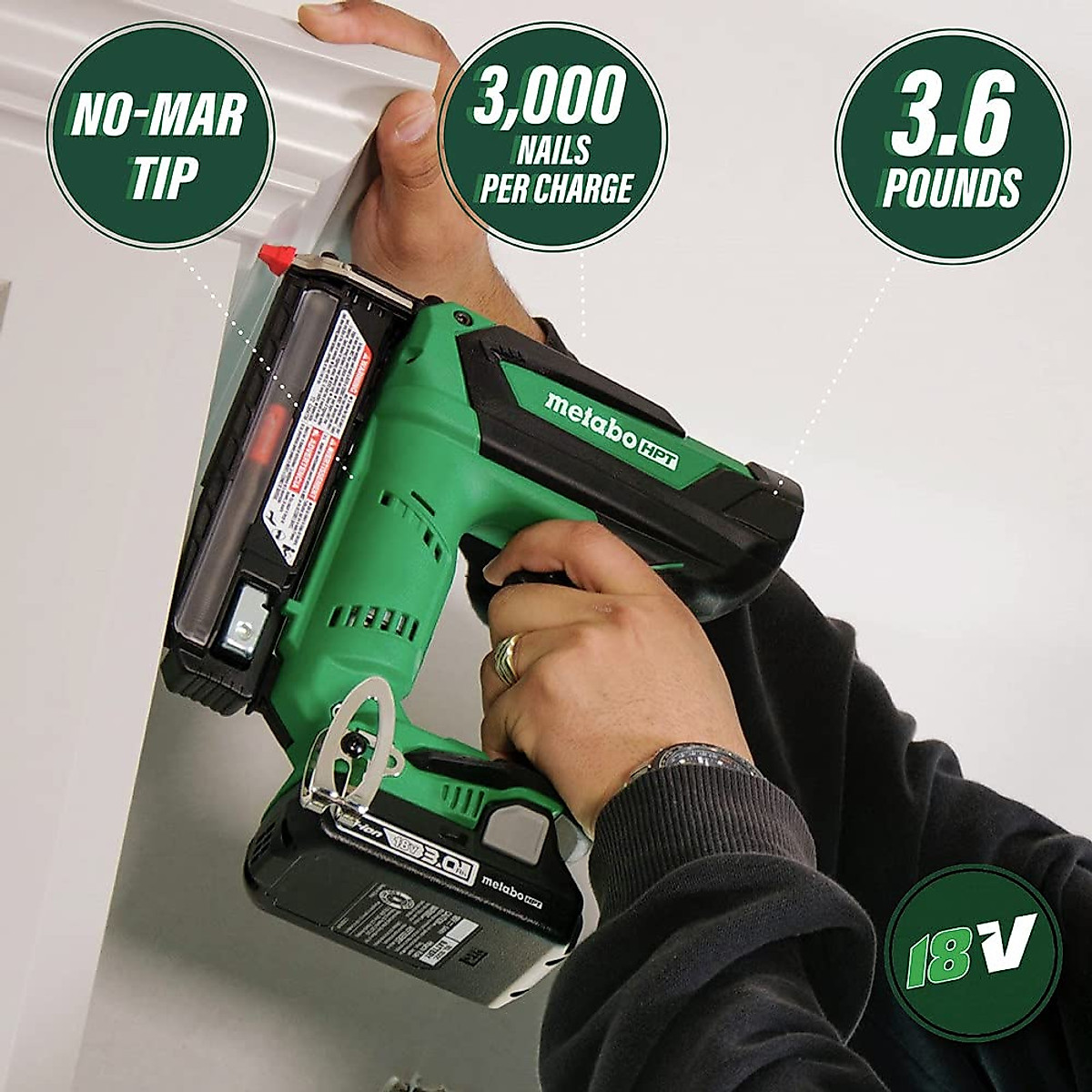 Metabo HPT 18V Cordless Pin Nailer, Tool Only - No Battery, 5/8-Inch up to 1-3/8-Inch Pin Nails, 23-Gauge, Holds 120 Nails, Lifetime Tool Warranty (NP18DSALQ4)