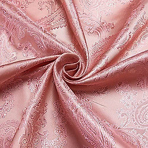 Hi-Tie Long Sleeve Rose Gold Paisley Men's Dress Shirts Blush Pink Silk Designer Regular Fit Casual Button Down Shirt Prom