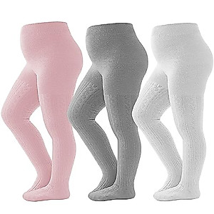 vanberfia Baby Toddler Girls Cable Knit Cotton Tights Pantyhose Leggings Stocking Pants (CG185, 4-6T)
