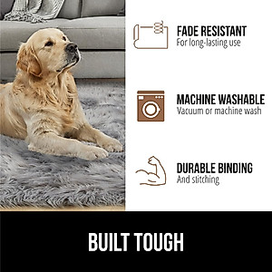 Gorilla Grip Fluffy Faux Fur Sheep Rug, Machine Washable Soft Furry Area Rugs, Rubber Backing, Plush Floor Carpets for Baby Nursery, Bedroom, Living Room Shag Carpet, Luxury Home Decor, 3x5, Gray