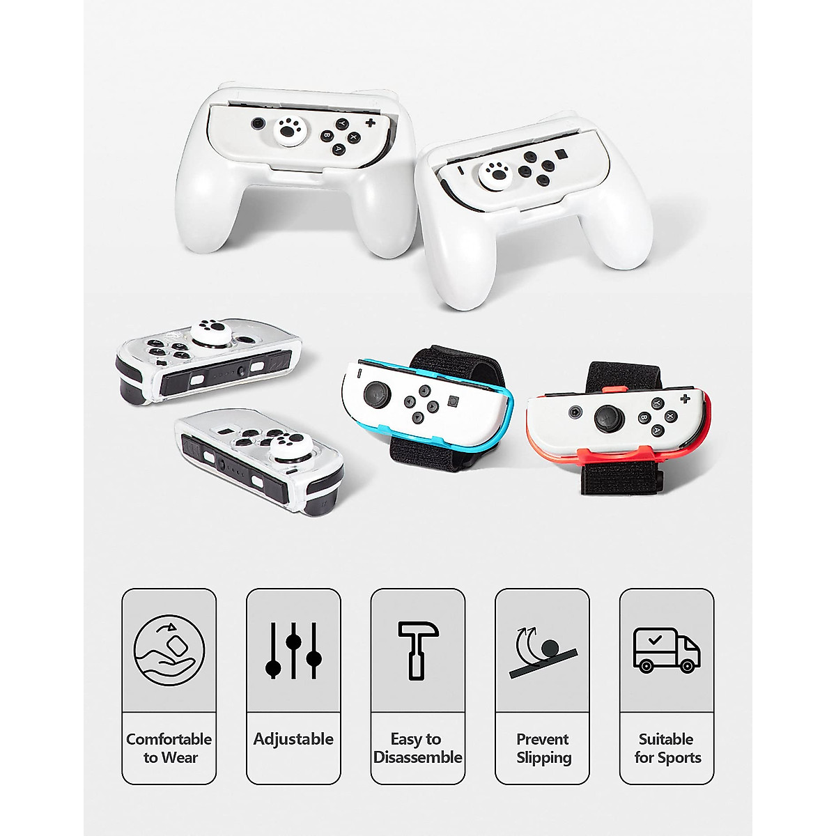 DEVASO Accessories Bundle for Nintendo Switch: Deluxe Waterproof Travel Case,Case & Screen Protector,Wireless Controller,Joystick Cap