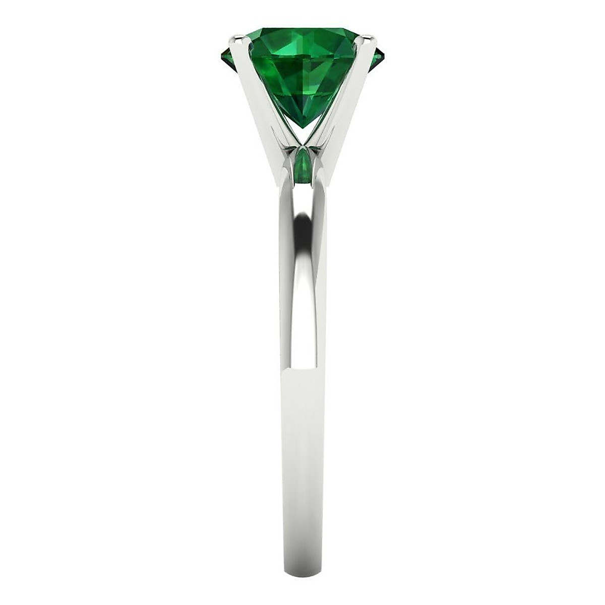 Clara Pucci 1.50 ct Round Cut Solitaire VVS1 Green Emerald Wedding Bridal Designer Anniversary Engagement Ring in 14k White Gold 5.5