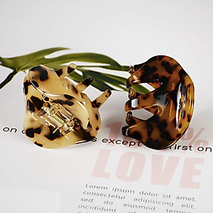 4 Pack 2.1 Inch Hair Claw Clips Tortoise Shell Cellulose Acetate Resin Hair Barrettes Medium French Design Hair Jaw Leopard Print Fashion Hair Styling Accessories for Women Girls