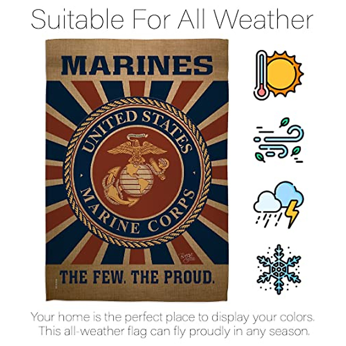 Marine Corps Garden Flag - Set Wall Holder Armed Forces USMC Semper Fi United State American Military Veteran Retire Official - House Banner Small Yard Gift Double-Sided Made In USA 13 X 18.5