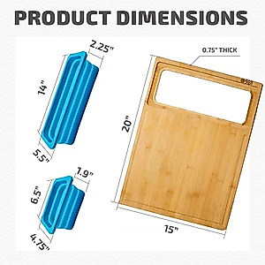 Zenprep Extra Large Bamboo Cutting Board With Containers (Set Of 9) - Over The Sink Chopping Board With Collapsible Strainers - Meal Prep Station For Meat, Cheese And Vegetable (15x20in)