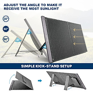 Kohree 100W Portable Solar Panel Waterproof, Foldable Monocrystalline Solar Panel Power Charger System Kit for RV Camping Outdoor Boat Emergency Backup Power Station, with USB/PD/DC Outputs 18V