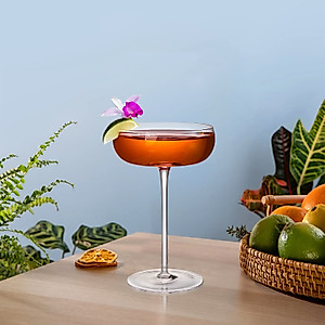 Coloch 4 Pack Cocktail Coupe Glasses with Stem, 7oz Crystal Tall Martini Glasses Vintage Champagne Coupe Glassware for Cocktail, Martini, Margarita, Champagne, Party, Catering, Wedding