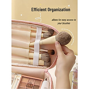 Cute Tulip Cosmetic Bag Large Capacity Makeup Bag Multifunctional Portable Wash Pouch for Travel Lightweight Skincare Toiletry Bag for Women (White)