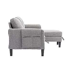 Verfur Convertible Sofa Sleeper Pull Out Bed, 3-Seater L-Shaped Couch with Storage Chaise and Side Pockets, Soft Upholstered Corner Sofa&Couches Sectional, Gray 72.44"