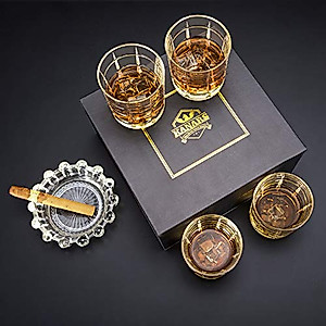 KANARS Old Fashioned Whiskey Glass, Crystal 10 Oz Rock Glasses Set of 4 In Luxury Gift Box for Cognac Cocktail Snifter Irish Whisky, Lowball Bourbon Glasses Tumbler, Gifts for Men Dad