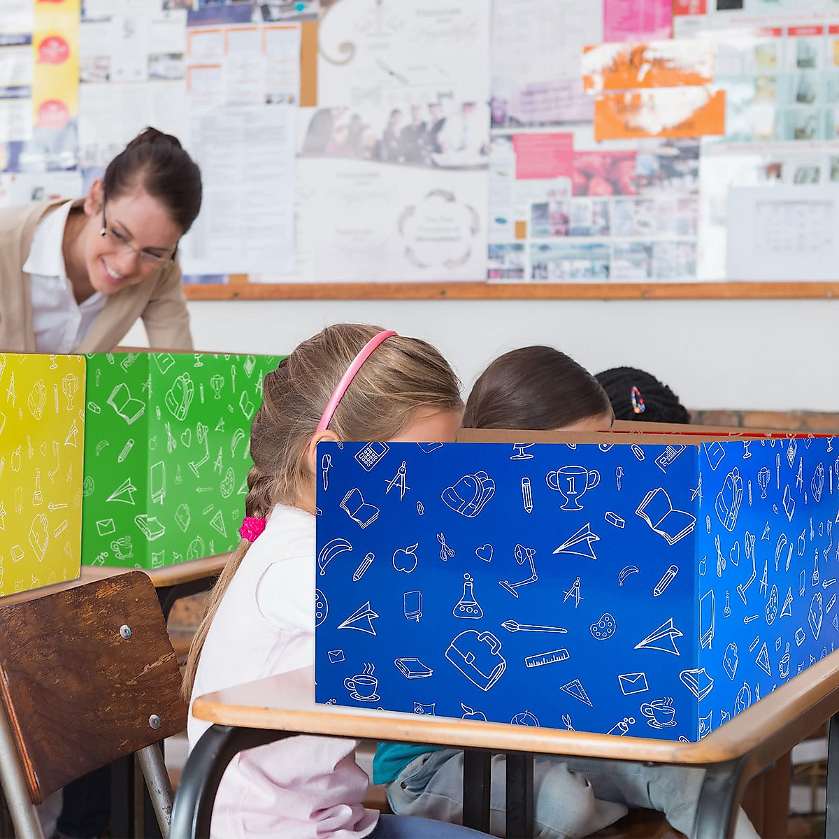 24 Pack Shields for Student Desks Test Desktop Dividers Cardboard Large Privacy Folders Classroom Testing Shields Trifold Standard Privacy Dividers Shield for School Office, 12 x 54 Inch