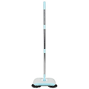 Hand Push Sweeper, Household Hand Sweeping Machine, Non Electric Sweeper Mop Broom Dustpan Floor Cleaning Tools for Cleaning Hair, Fruit Shell, Dust, etc - Angle Changable Freely(Blue)