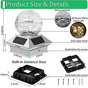 Solar Outdoor Post Cap Lights,Solar Powered Caps for Posts,Fence Deck,Patio,Garden,Post Caps Warm White Waterproof Solar Operated Outdoor Lights for 4x4 Wood,3.5x3.5 Vinyl Posts 4 Pack