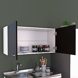 TINGSING Wall Cabinet for Kitchen or Laundry Room Storage, Double Door Cabinet and Shelf, 19.3''H X 39.3''W X 12.6''D, Perfect for Office, Garage or Bathroom, Black