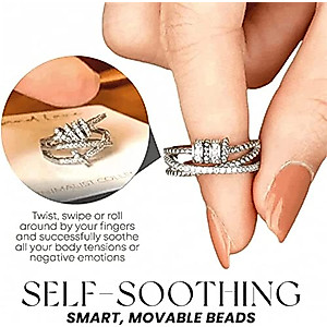 JANSIO Threanic Triple-Spin Ring, JANSIO Triple-Spin Ring, Feelief Zirconica Triple Fidget Ring, Anti Anxiety Adjustable Moissanite Spinner Ring for Men and Women (3pcs)