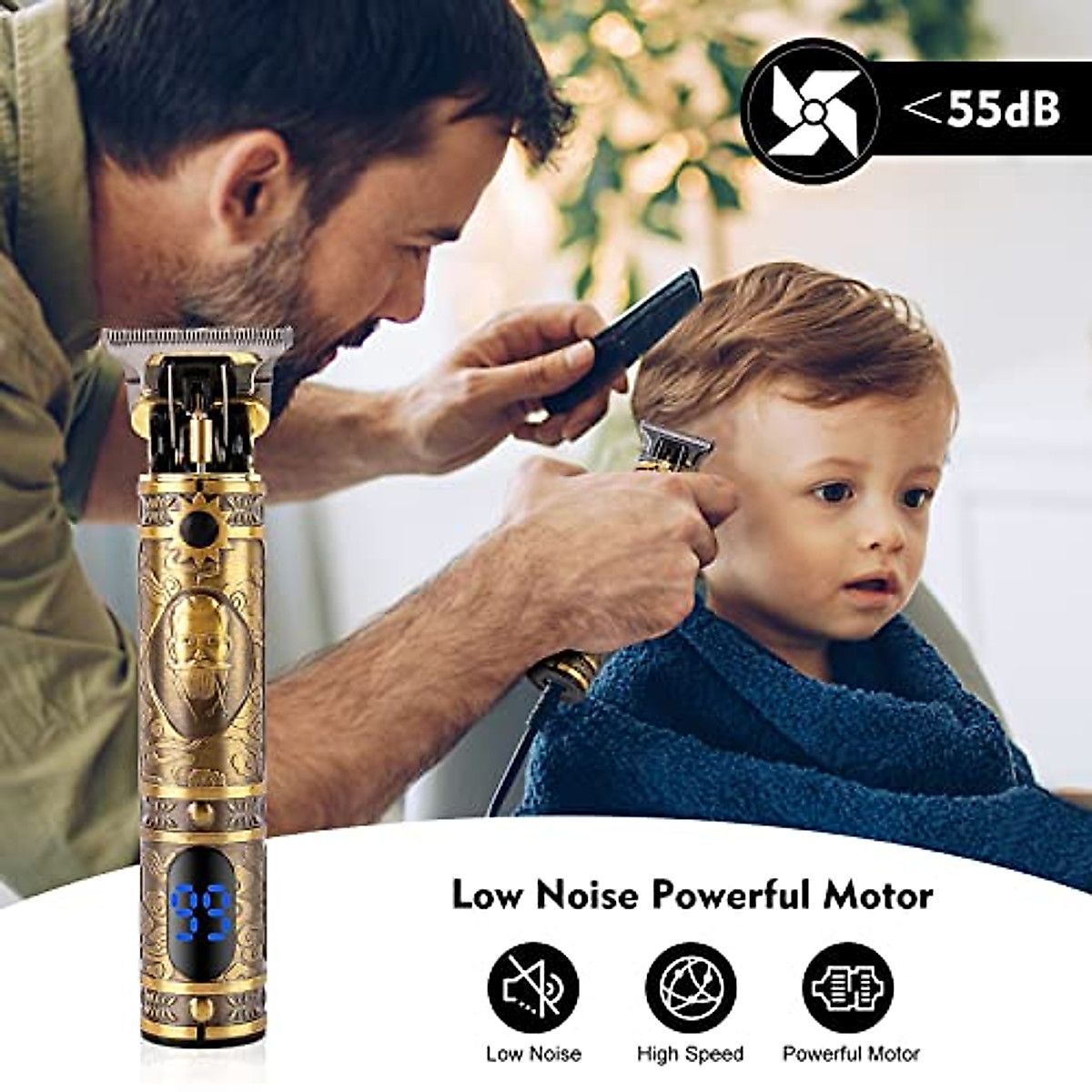 Moziral Hair Trimmer for Men, Professional Mens Hair Clippers Electric T Blade Liners Outline Edgers Shaver 0mm Bald Zero Gap Grooming Kit LED Low Noise Cordless Rechargeable,Father's Day Gift