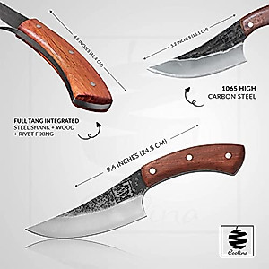 Altomino Handmade Fixed Blade Sharp Knife, 9.6 IN Hand-Forged Thin Knife, Carbon Steel Boning Knife for Meat Cutting, Razor Sharp, Deboning Chicken, Ham, Fish