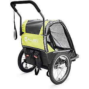 Allen Sports Deluxe Steel 1-Child Bicycle Trailer and Stroller, Green